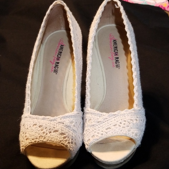American Rag | Shoes | Crocheted Peep Toe Wedges | Poshmark